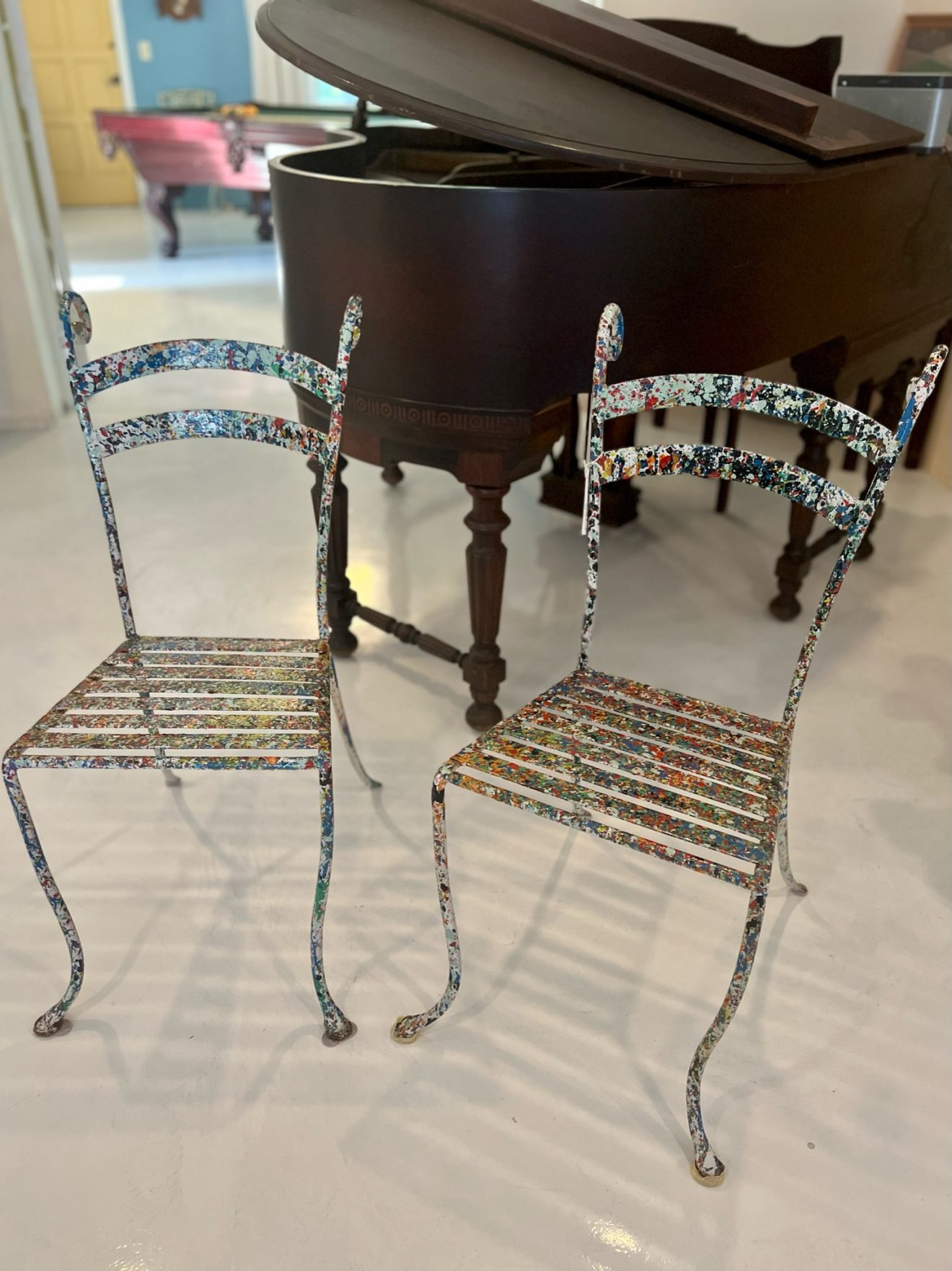 Splatter Painted Metal Chairs | Set of 2 | Coulter Designs, LLC