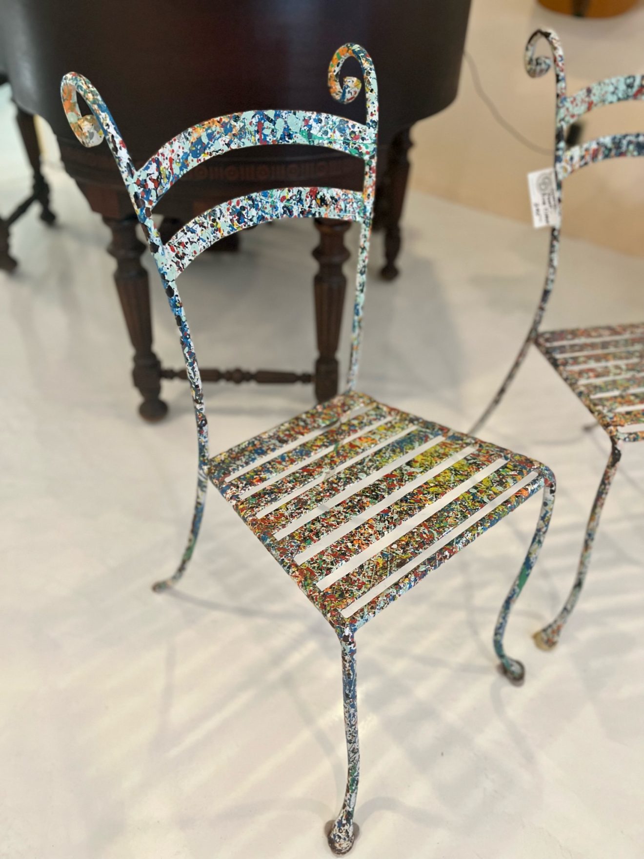 Splatter Painted Metal Chairs | Set of 2 | Coulter Designs, LLC